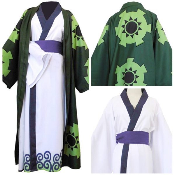 One Piece Cosplay - Roronoa Zoro Cosplay Costume Kimono Robe Full Suit ...
